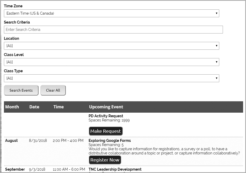 *Calendars and Event Listings – Learning Stream & GoSignMeUp Gold Support